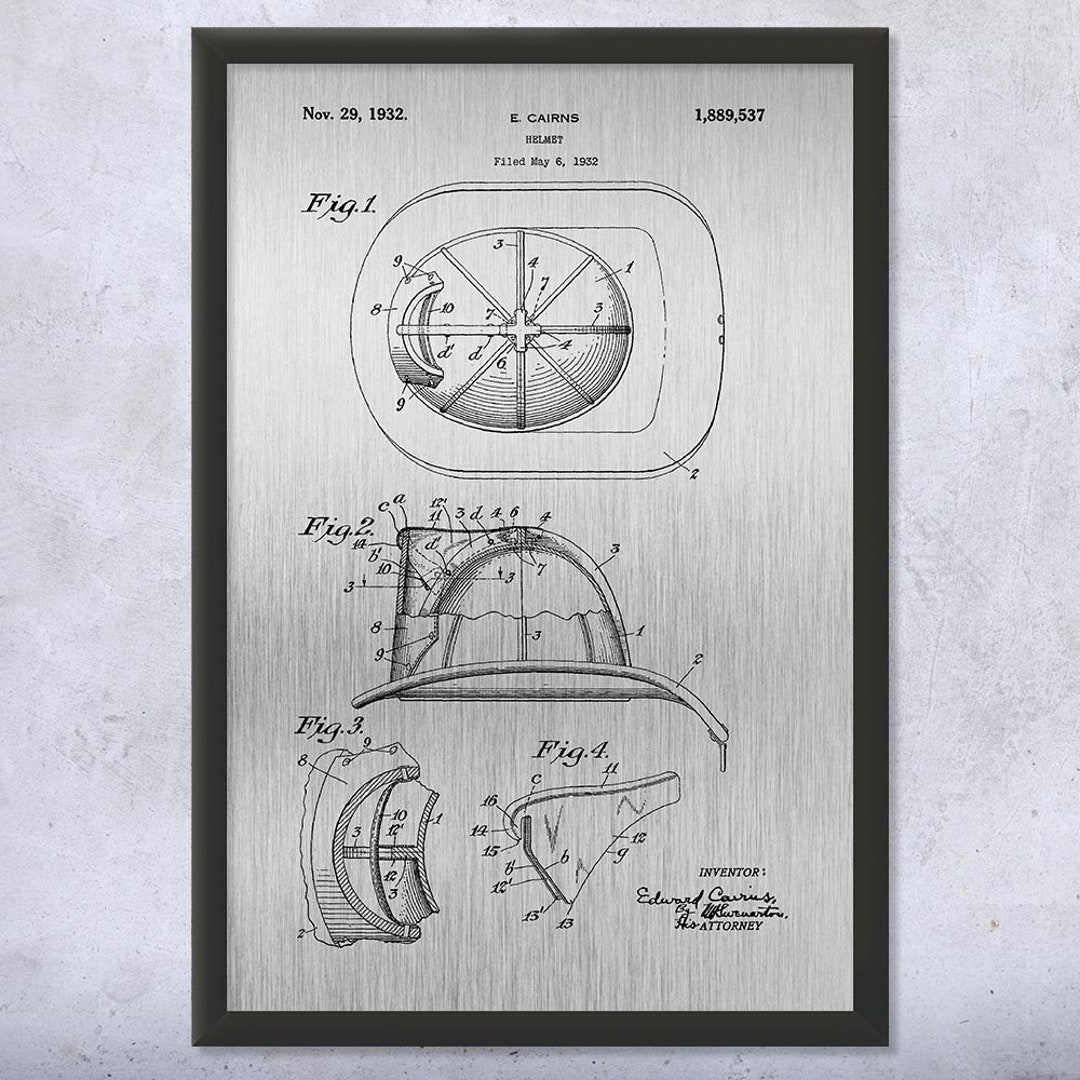 Framed Fire Fighters Helmet Wall Art Print Firehouse Wall - Etsy