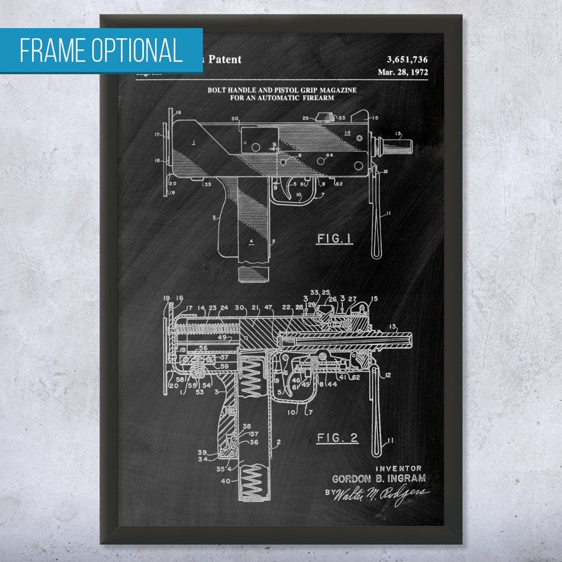 MAC-10 Pistol Poster Print Gun Collector Gift Gun Blueprint | Etsy