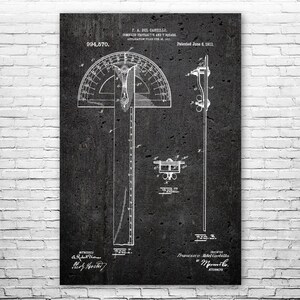 Protractor T-square Poster Print, Architect Gifts, Workshop Art ...