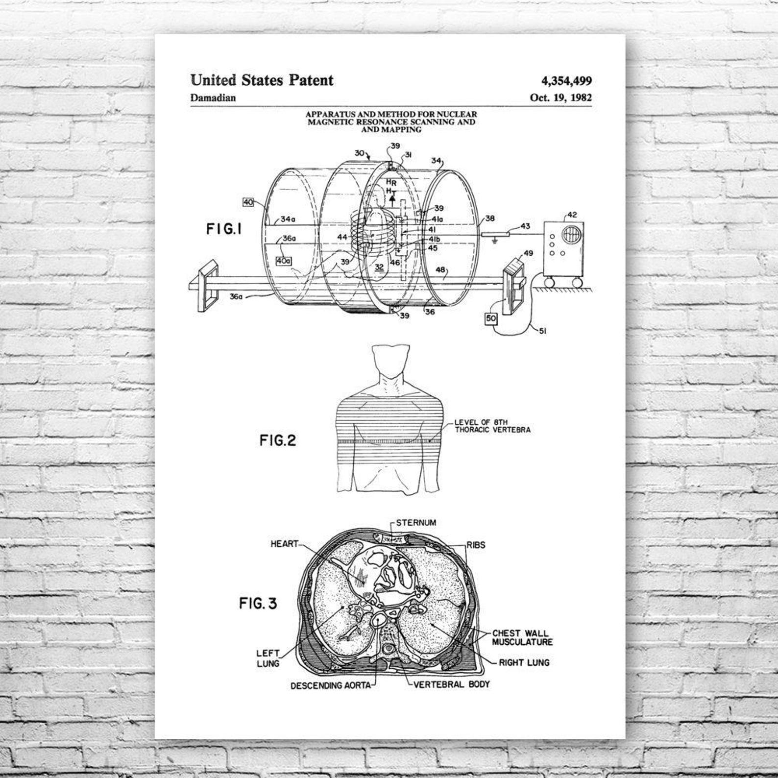 MRI Machine Poster Print, MRI Blueprint, Surgeon Gift, Operating Room ...
