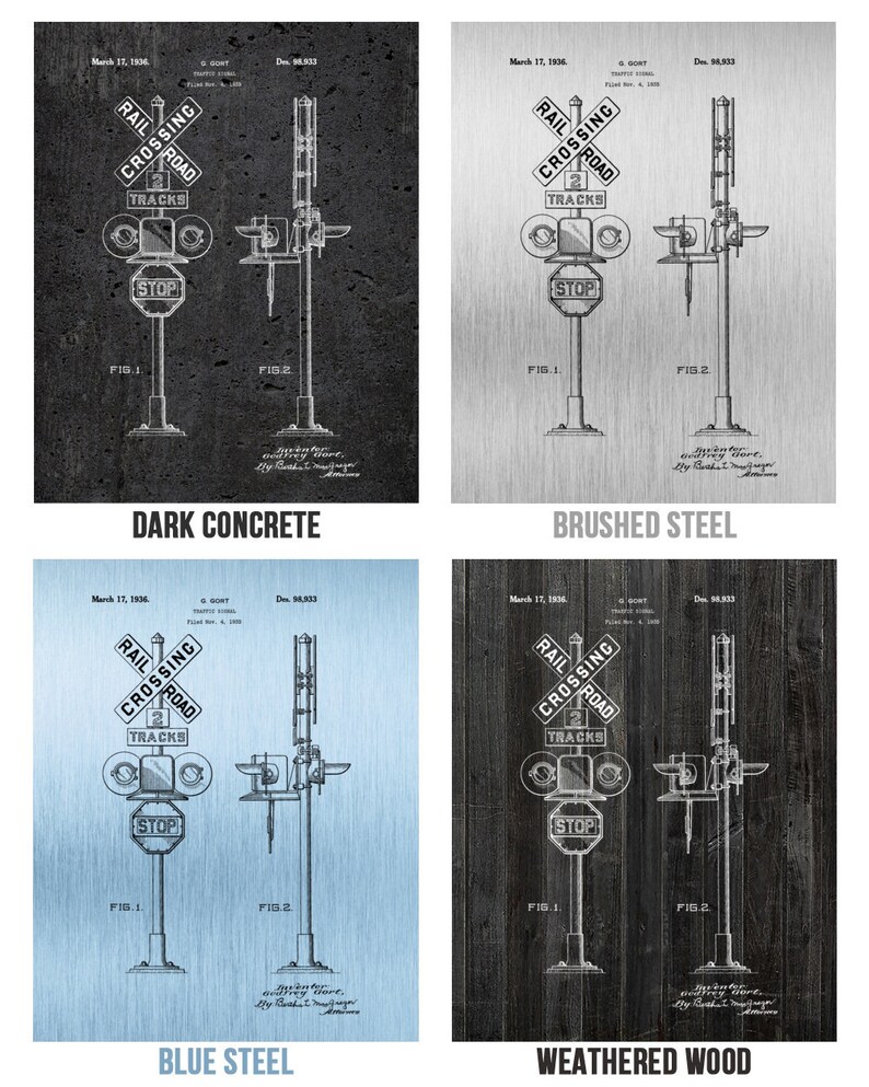 Railroad Crossing Signal Poster Print Train Station Art | Etsy