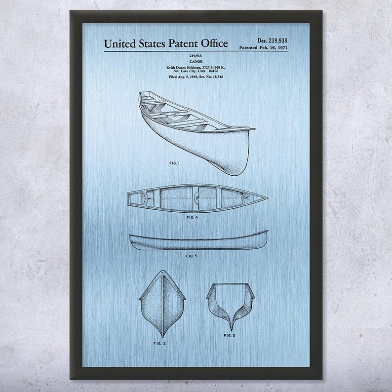 Kayak Canoe Patent Art Print: Boat Decor, Fishing Gifts - Etsy