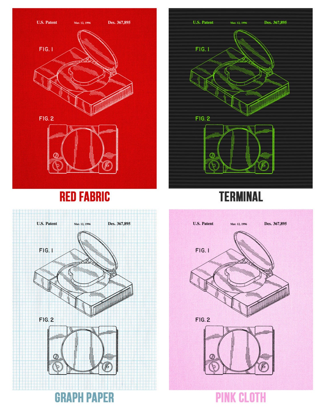 PS1 Console Poster Print Arcade Wall Art PS1 Blueprint - Etsy