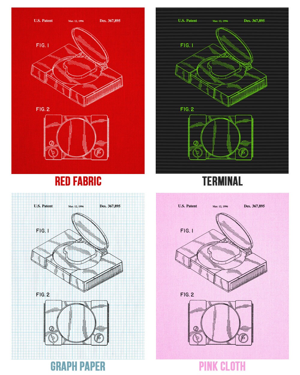 PS1 Console Poster Print Arcade Wall Art PS1 Blueprint - Etsy