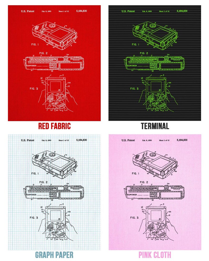 Game Boy Poster Print Video Game Gift Blueprint Gamer Gift - Etsy