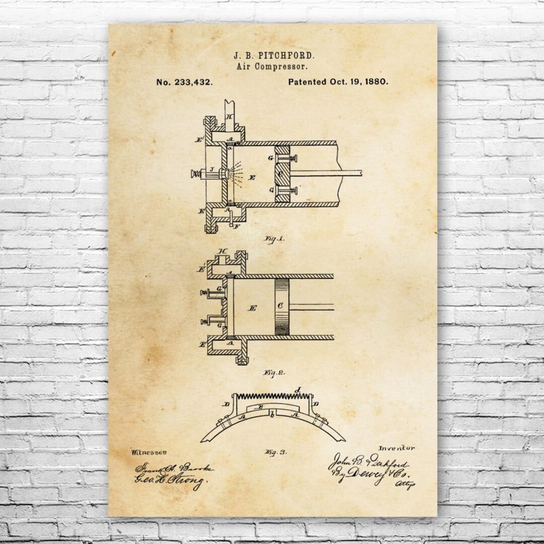 Air Compressor Poster Print, Mechanical Engineer, Contractor Gifts ...
