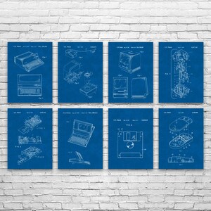 Retro Computer Patent Wall Art Set of 8 | Poster, Canvas or Framed ...