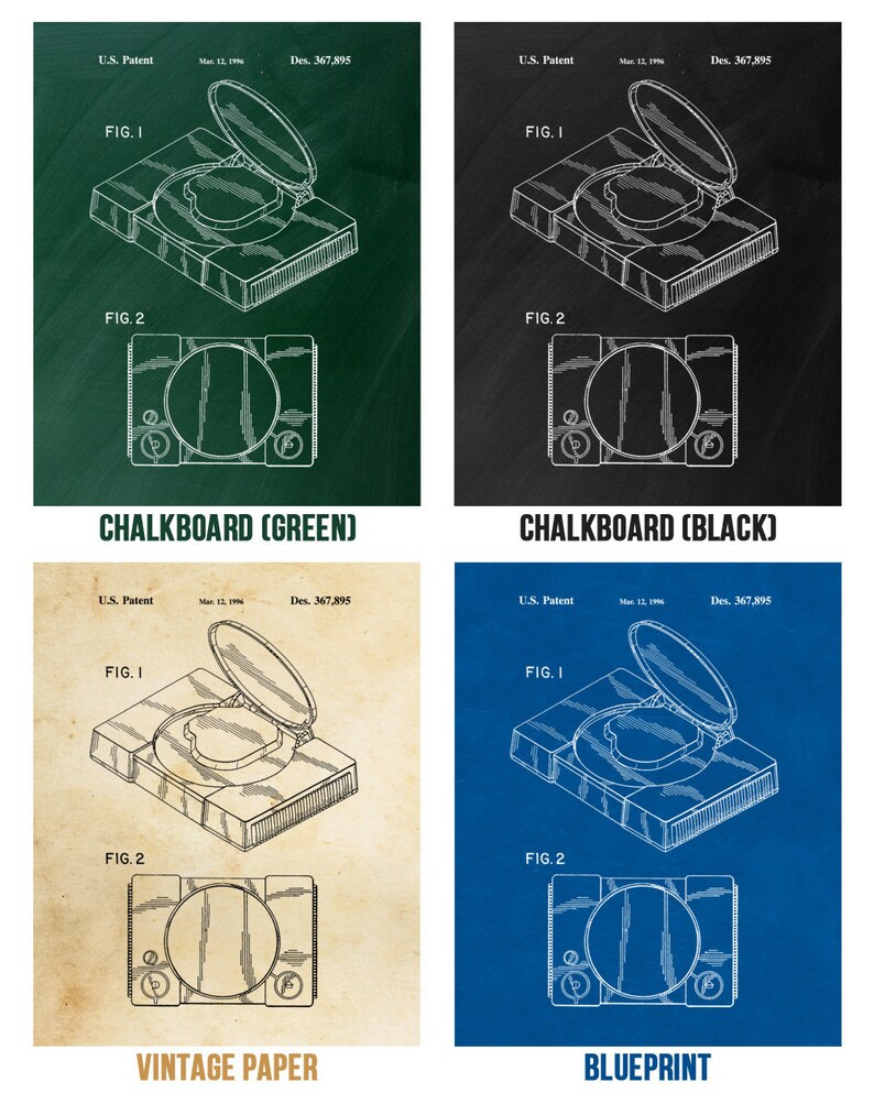 PS1 Console Poster Print Arcade Wall Art PS1 Blueprint - Etsy UK