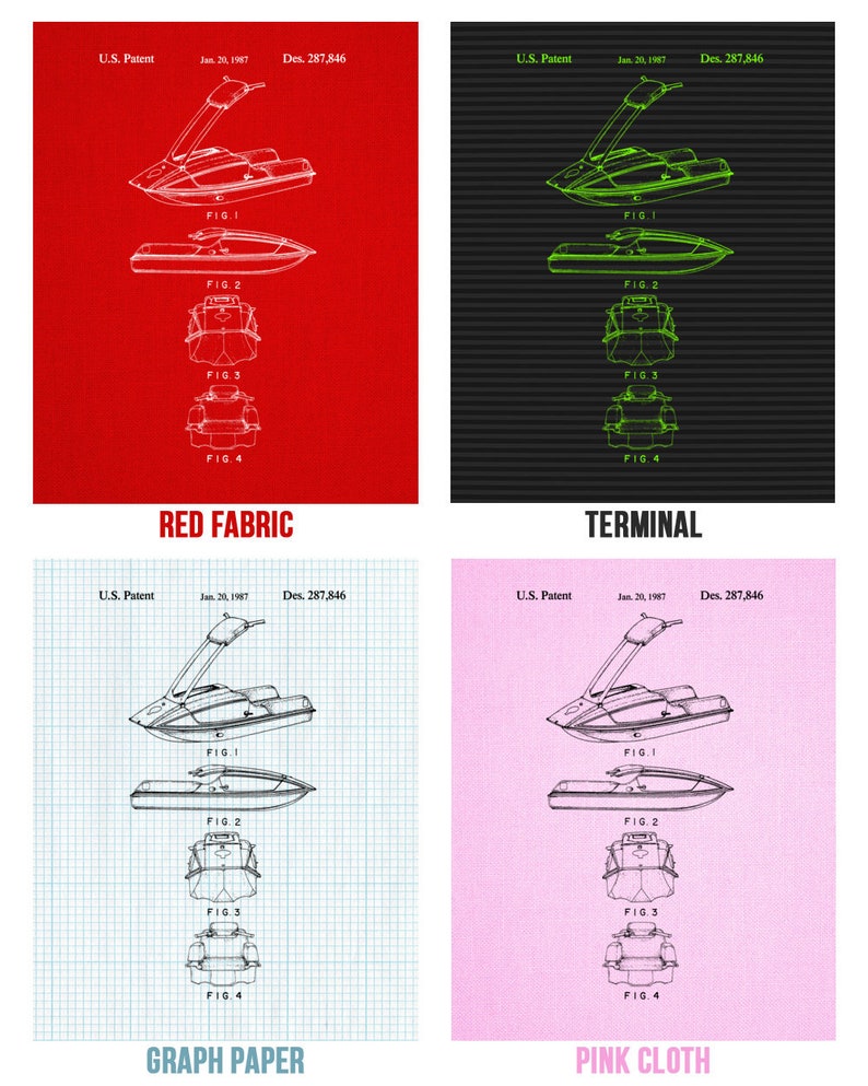 Jet Ski Poster Print Beach House Art Jet Ski Blueprint - Etsy