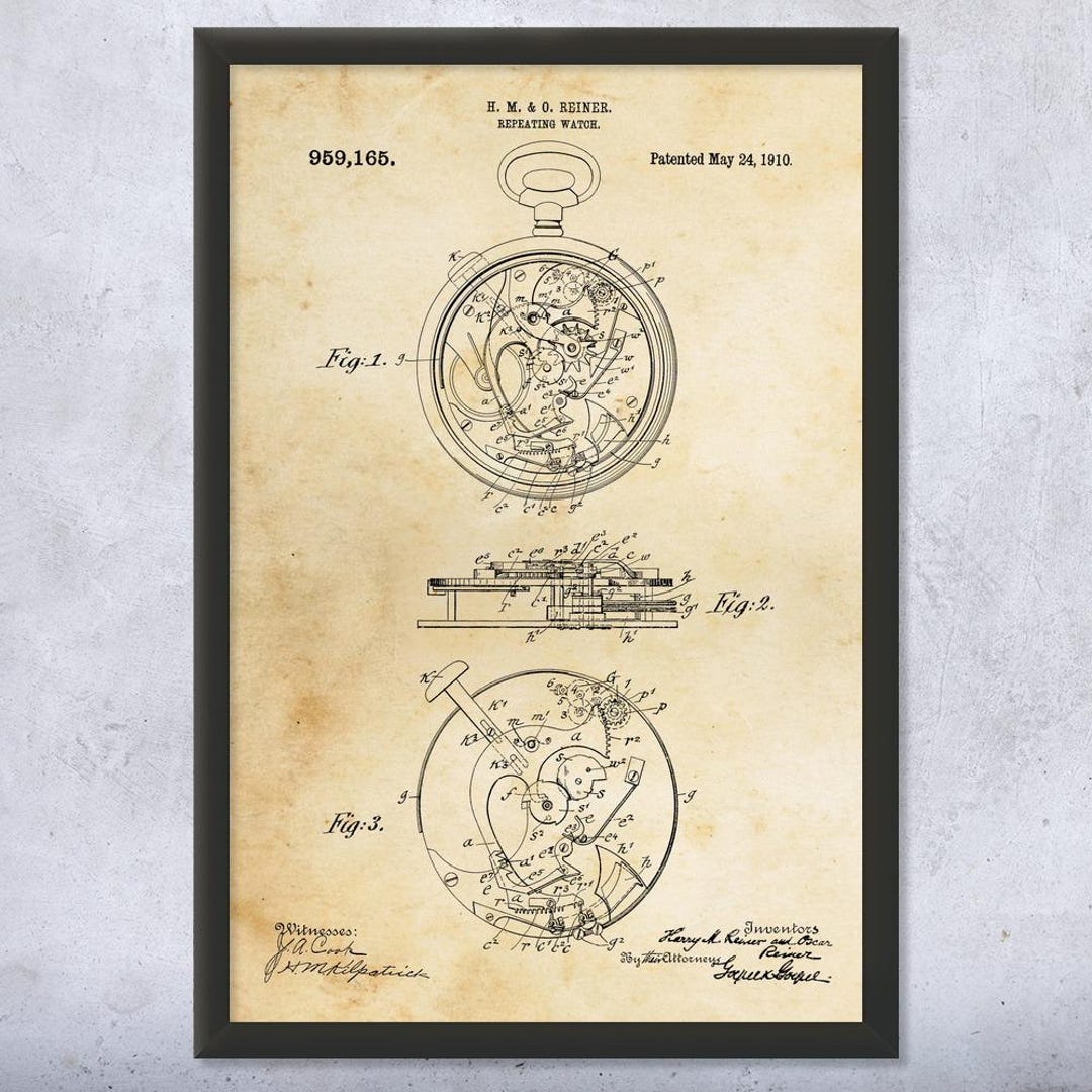 Mechanical Pocket Watch Patent Art Print: Watch Blueprint, Watchmaker ...