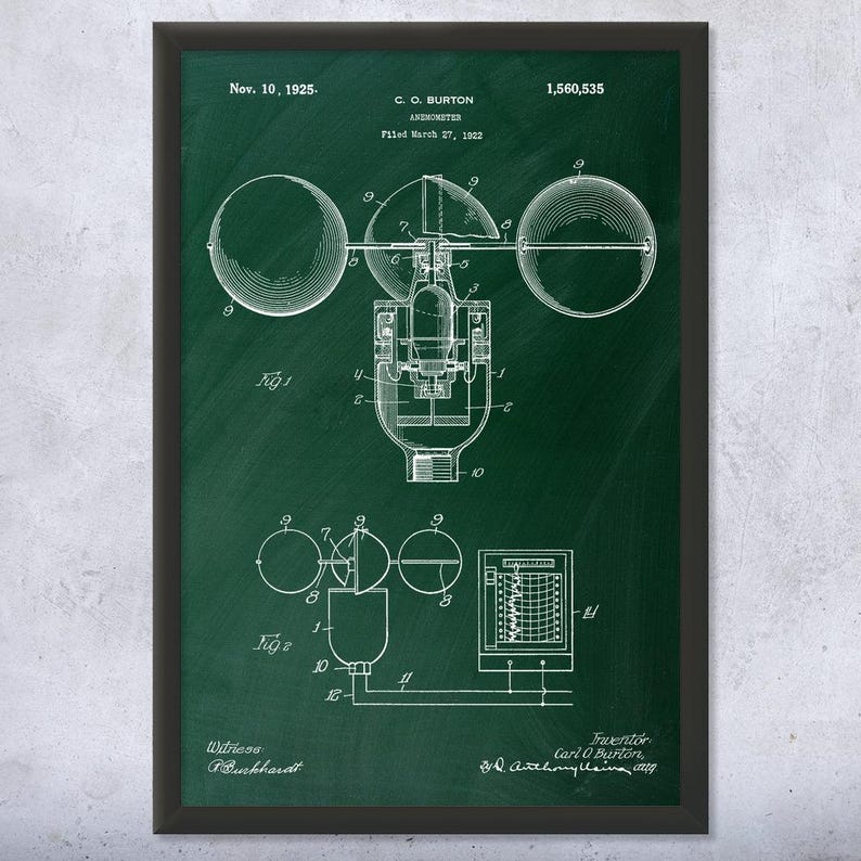 Anemometer Patent Art Print: Classroom Decor, Meteorologist Gift - Etsy