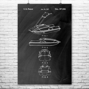 Jet Ski Poster Print Beach House Art Jet Ski Blueprint | Etsy