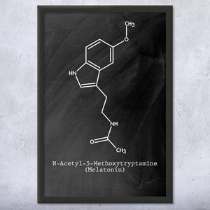 Melatonin Molecule Wall Art | Poster, Canvas or Framed | Neurochemistry ...