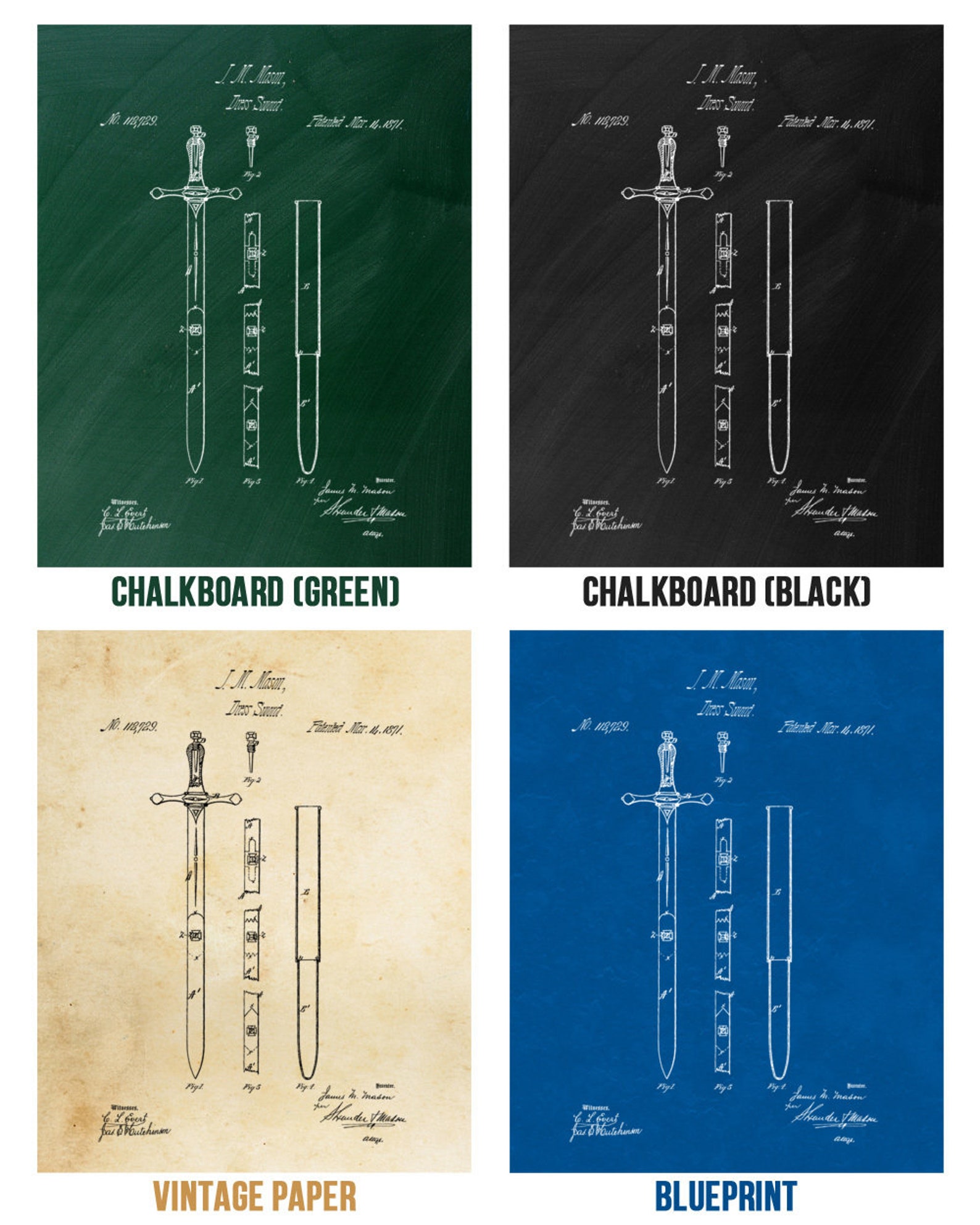 Dress Sword Poster Print Medieval Art Sword Blueprint - Etsy