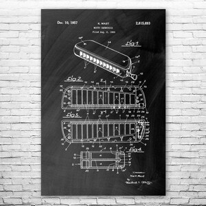 Chromatic Harmonica Poster Print, Harmonica Decor, Blues Player Gift ...