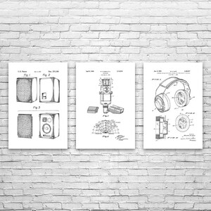 Music Recording Studio Posters Set of 3, Audio Gifts, Music Wall Art ...