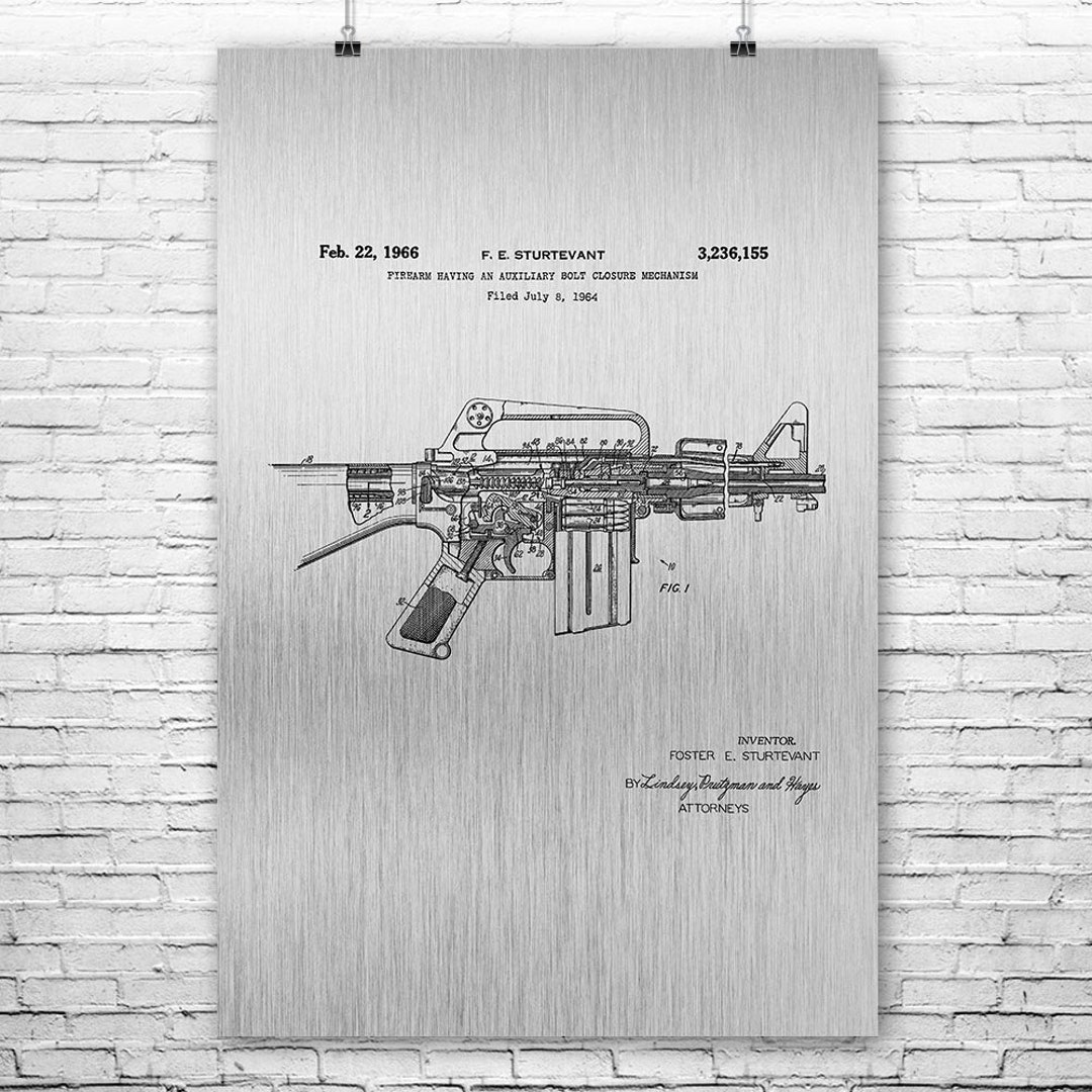 M16 Rifle Poster Print Gun Club Art AR-15 Blueprint Soldier - Etsy