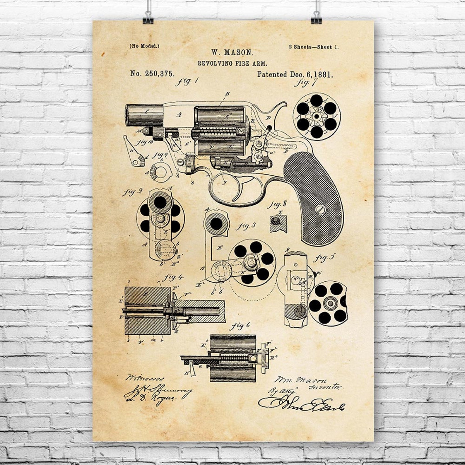 Revolver Handgun Poster Print 38 Special Gun Blueprint | Etsy