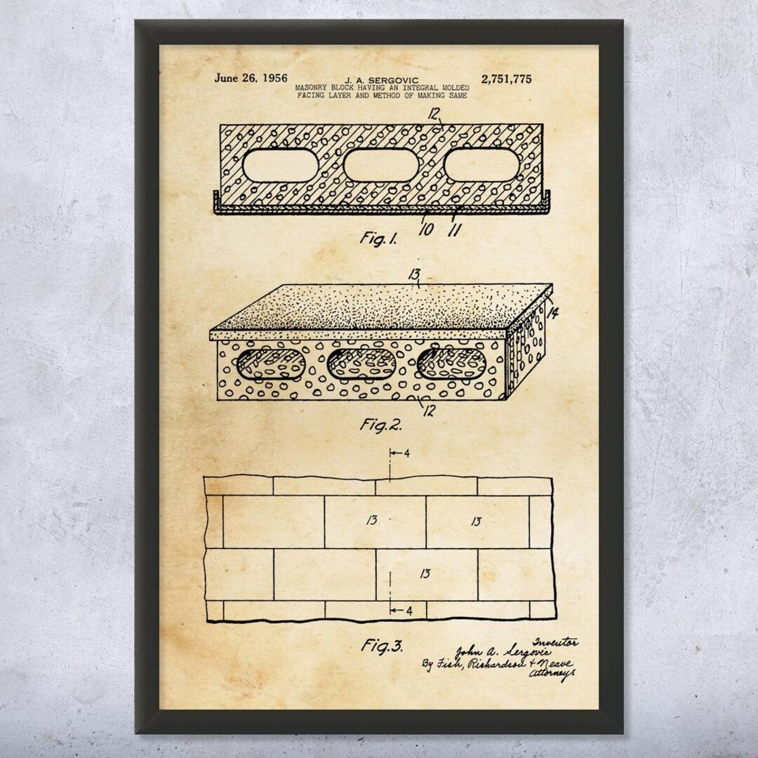 Cinder Block Patent Art Print: Brick Layer Gift, Construction Worker - Etsy