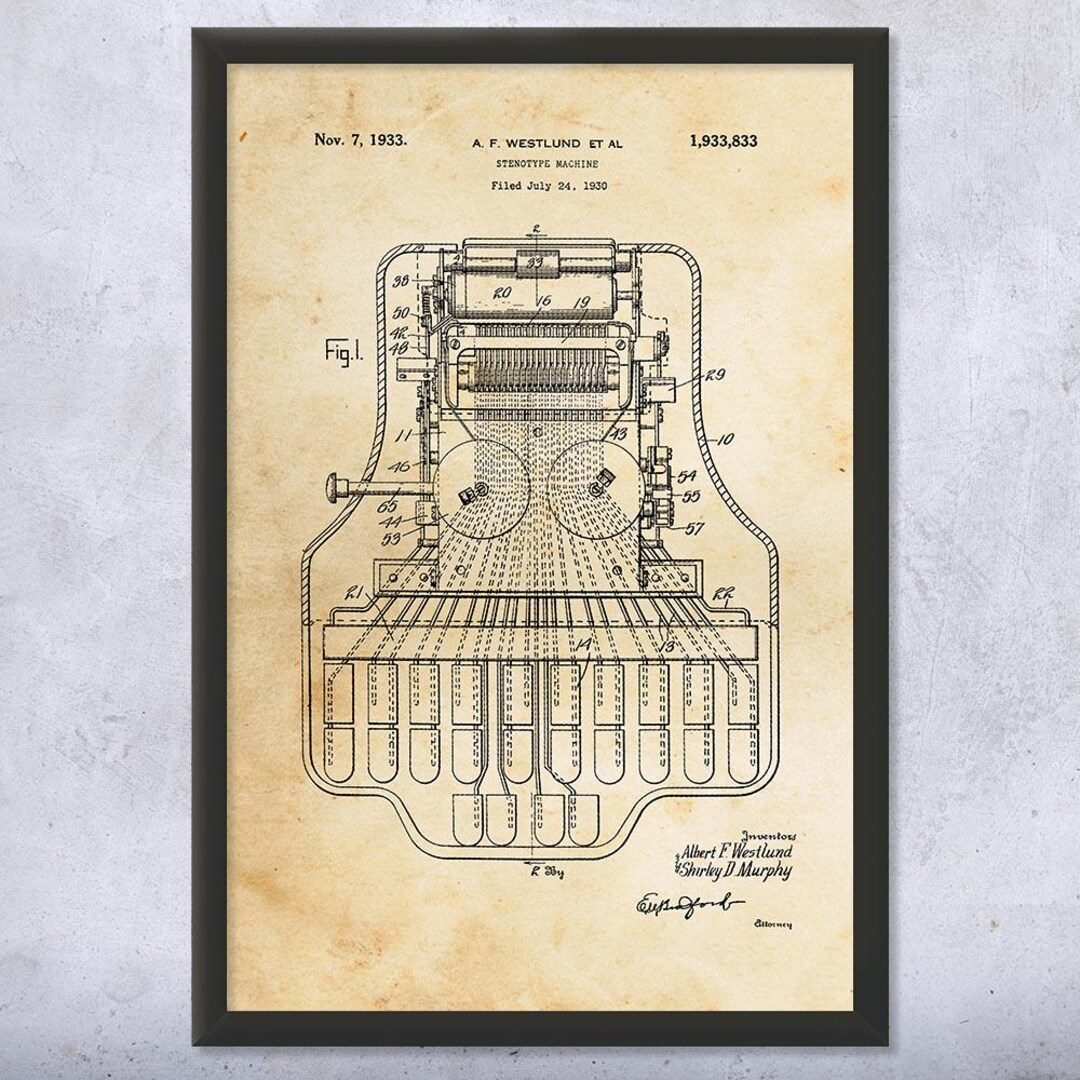 Court Reporter Stenotype Patent Art Print: Stenographer Gift, Courtroom ...