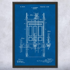 Framed Elevator Wall Art Print, Industrial Art, Architect Gift ...