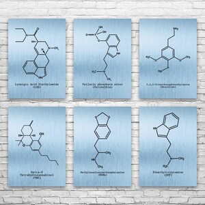 Psychedelic Molecule Posters Set of 6, Acid Art Print, Stoner Gift, Lsd ...