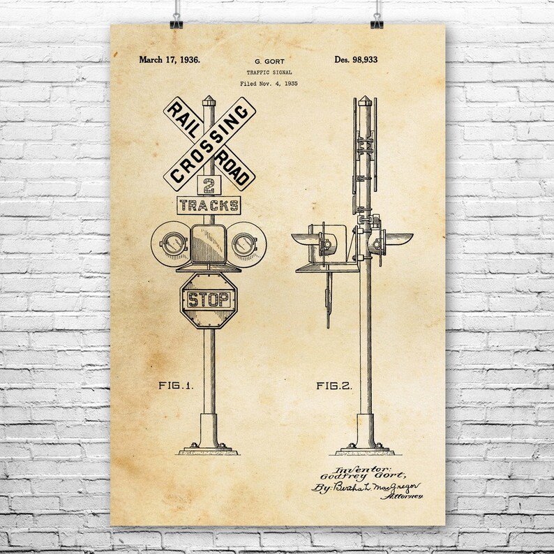 Railroad Crossing Signal Poster Print Train Station Art | Etsy