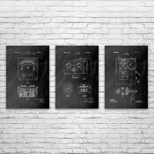 Electrician Patent Wall Art Set of 3 | Poster, Canvas or Framed ...