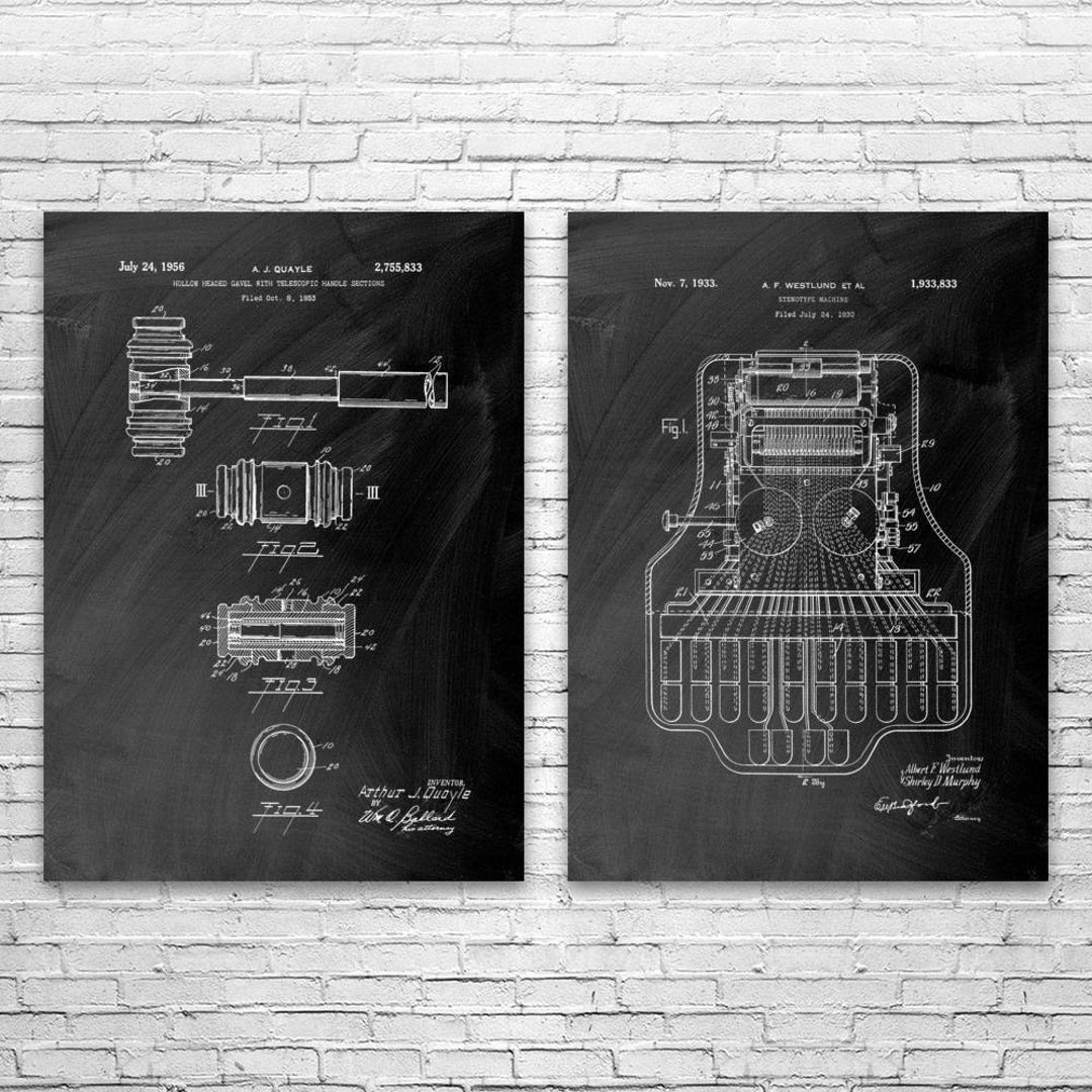 Courthouse Patent Wall Art Set of 2 | Poster, Canvas or Framed | Judge ...