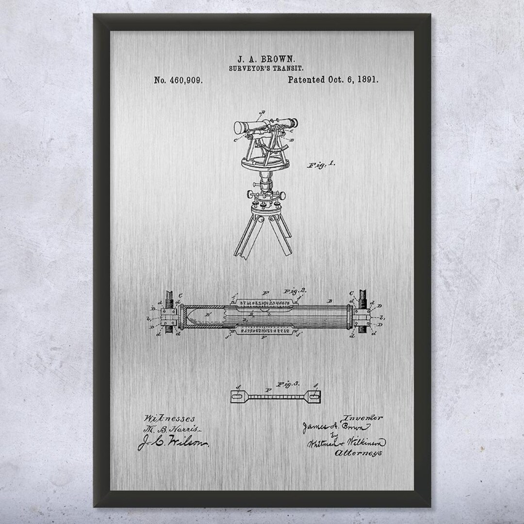 Framed Surveyors Transit Wall Art Print Surveyor Gift Civil - Etsy