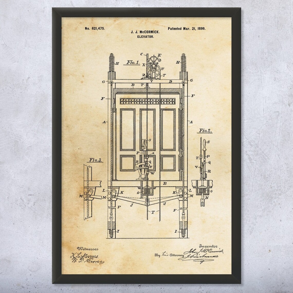 Framed Elevator Wall Art Print Industrial Art Architect | Etsy