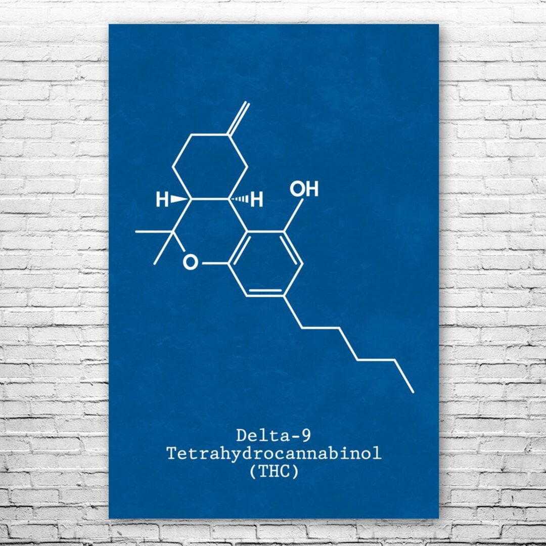 THC Molecule Poster Print, Cannabis Art, Stoner Gifts, Weed Art, THC ...