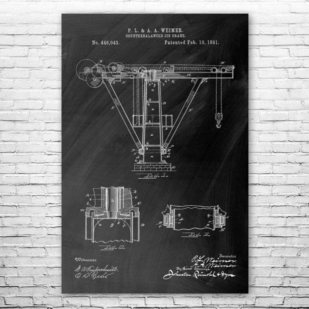Jib Crane Poster Print, Industrial Decor, Architect Gift, Crane ...