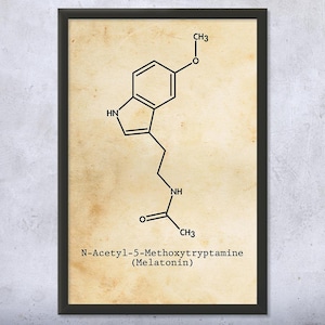 Melatonin Molecule Wall Art | Poster, Canvas or Framed | Neurochemistry ...