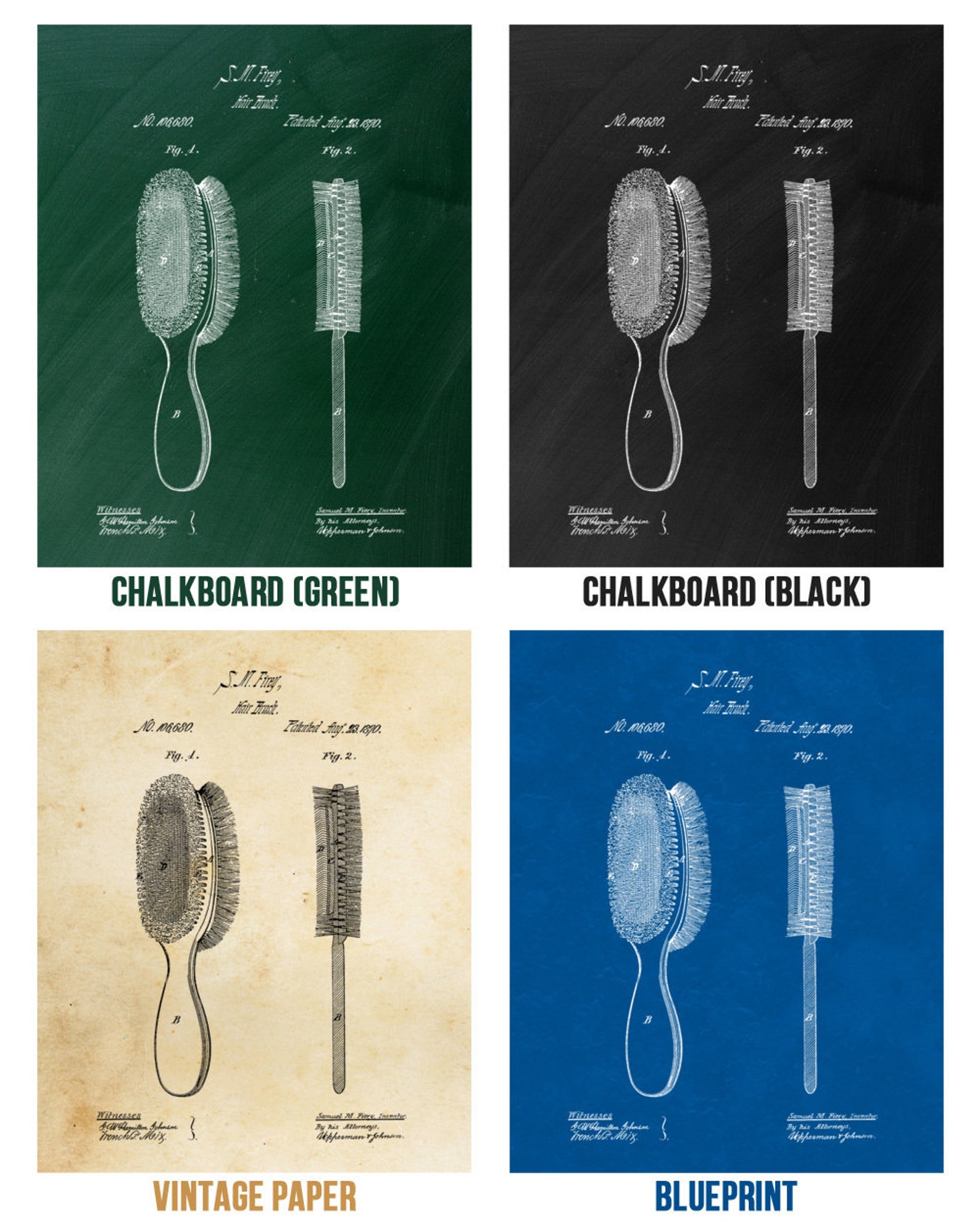 Hair Brush Poster Print Bathroom Decor Hair Stylist Barber | Etsy