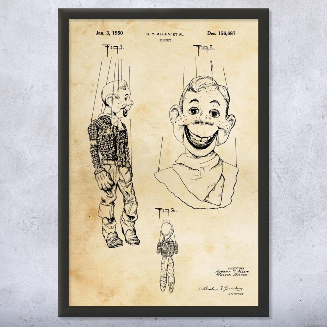 Howdy Doody Puppet Patent Wall Art | Poster, Canvas or Framed ...