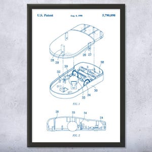 Computer Mouse Patent Wall Art | Poster, Canvas or Framed | Computer ...