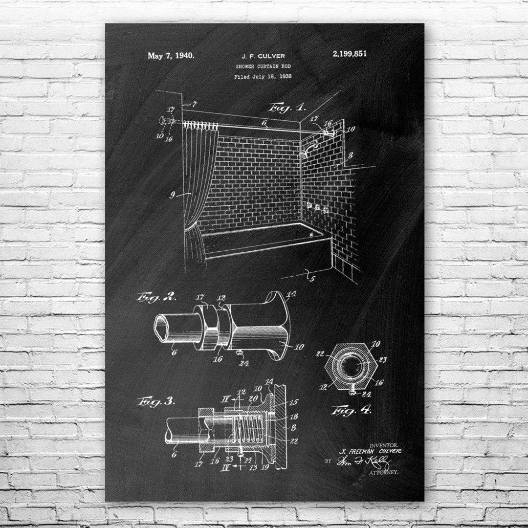 Shower Curtain Rod Poster Print Bathroom Art Contractor - Etsy
