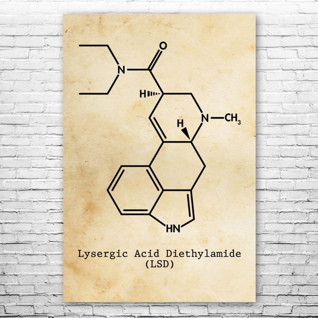 LSD Molecule Poster Print, Acid Art Print, Stoner Gift, Lsd Art, Head ...