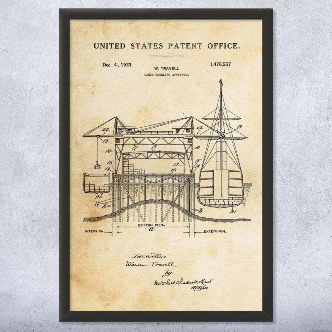 Cargo Dock Patent Wall Art | Poster, Canvas or Framed | Longshoreman ...