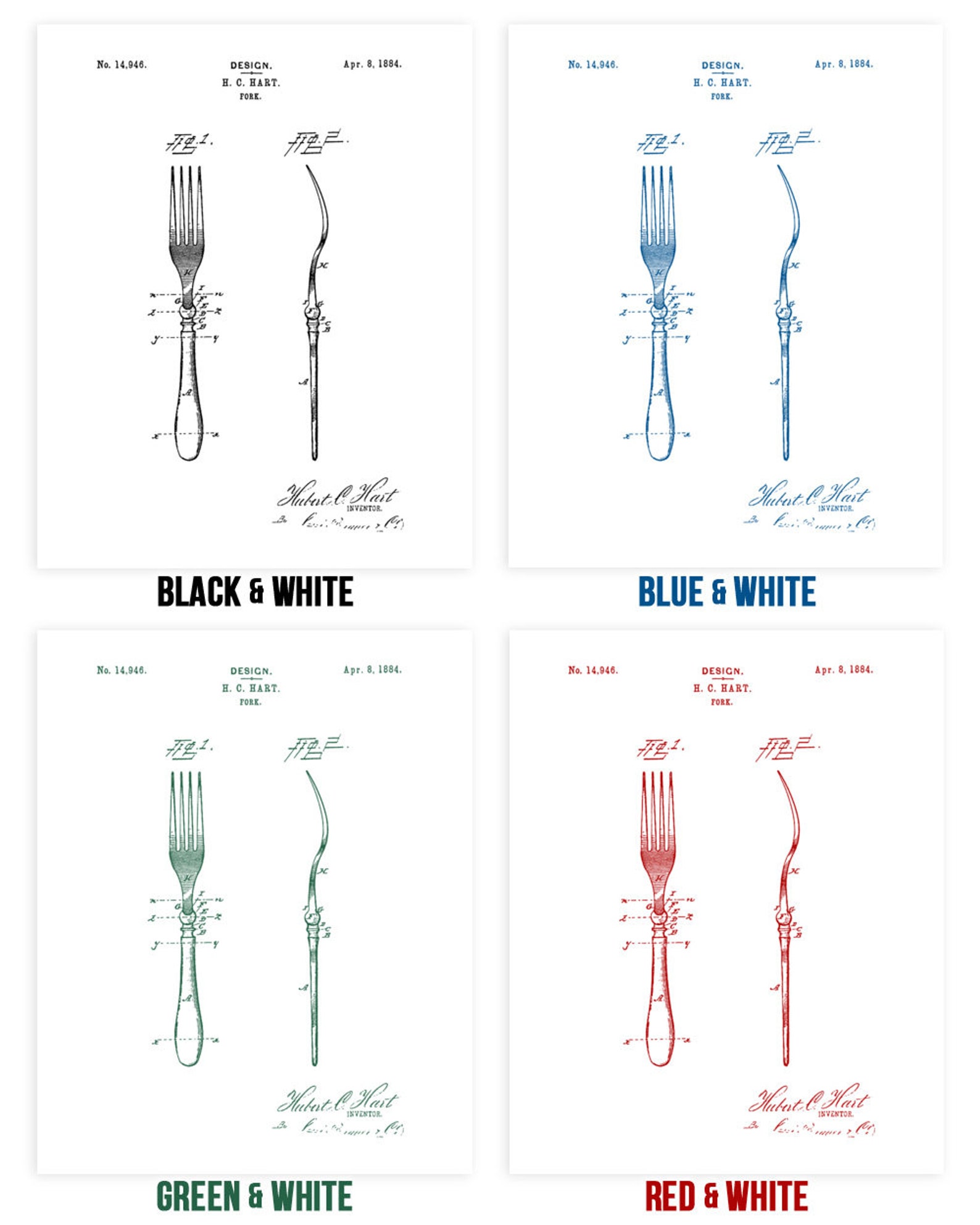 Fork Poster Print Kitchenware Art Culinary Gifts Kitchen - Etsy