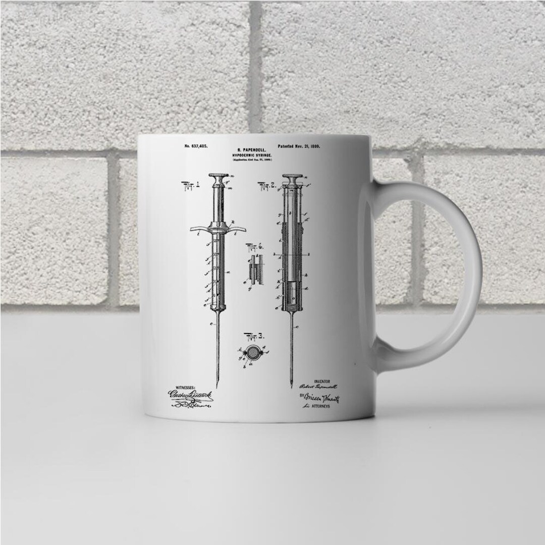 Syringe Patent Mug, Nurse Gift, Emt Gift, Pediatrician Gift, Syringe ...