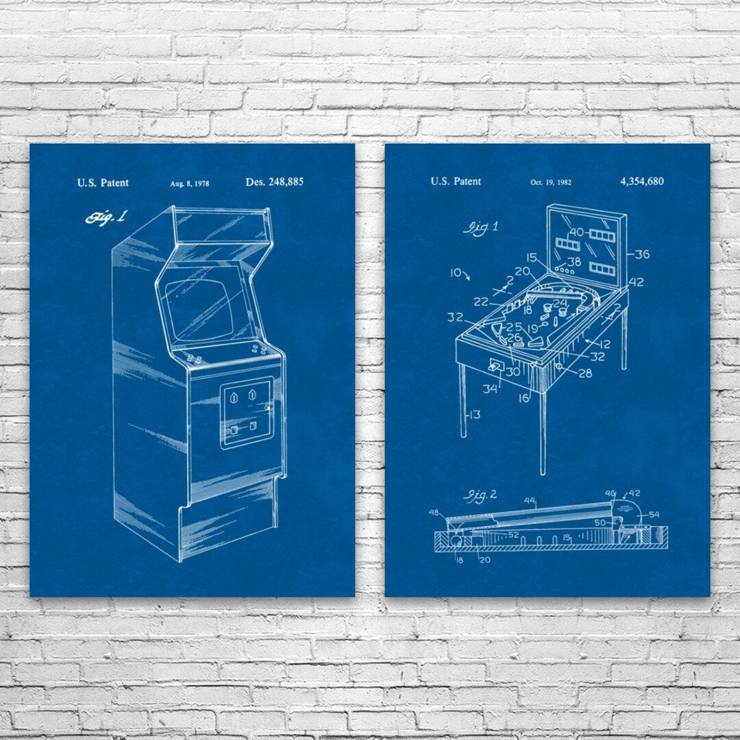 Arcade Patent Prints Set of 2 Arcade Blueprint Video Game - Etsy