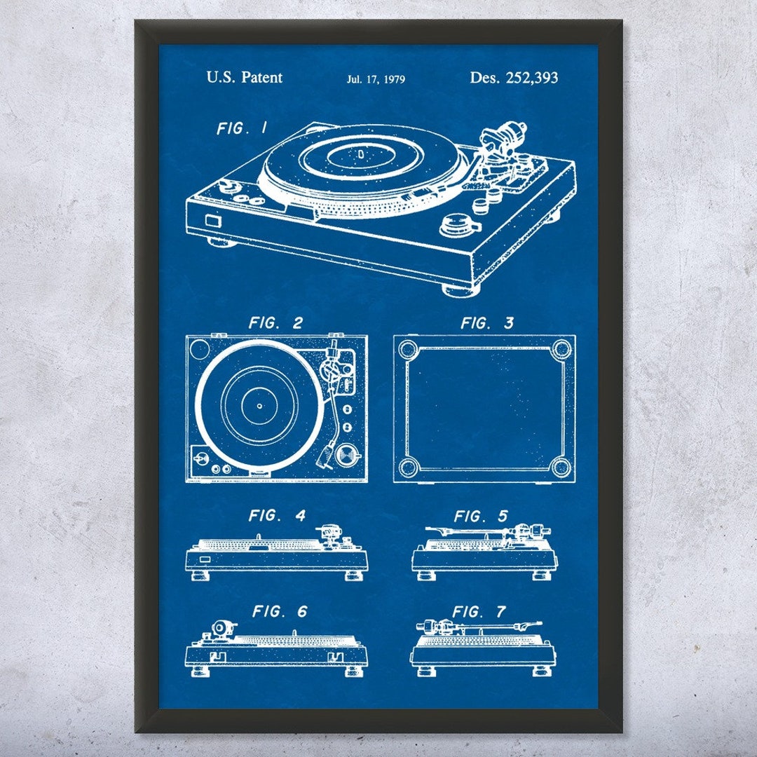 Framed Turntable Record Player Wall Art Print, DJ Gifts, Recording ...
