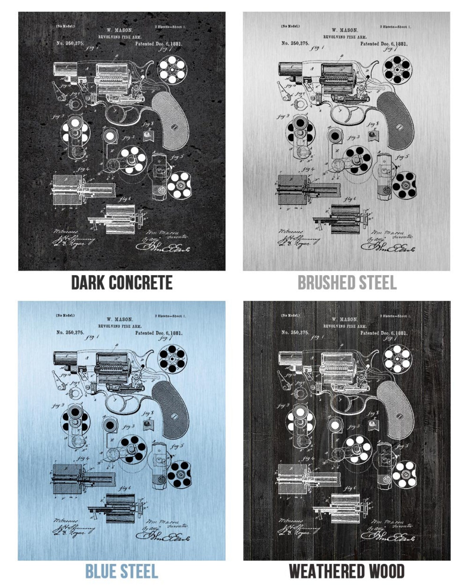 Revolver Handgun Poster Print 38 Special Gun Blueprint | Etsy