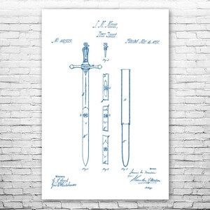 Dress Sword Poster Print, Medieval Art, Sword Blueprint, Bladesmith ...