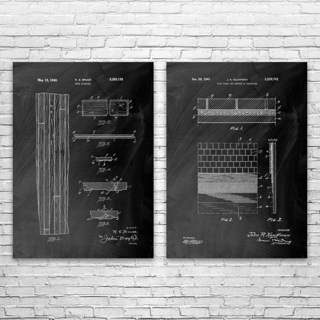 Flooring Patent Wall Art Set of 2 | Poster, Canvas or Framed | Workshop ...