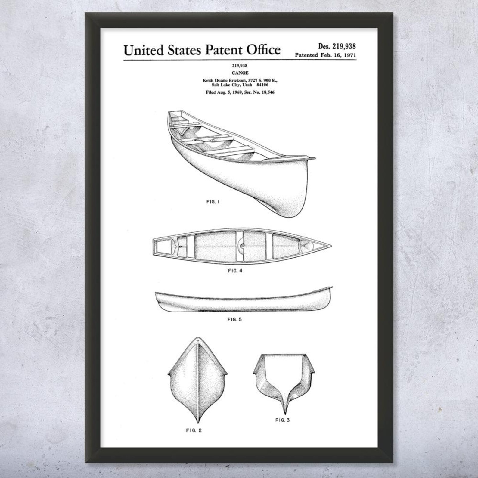 Kayak Canoe Patent Art Print: Boat Decor, Fishing Gifts - Etsy
