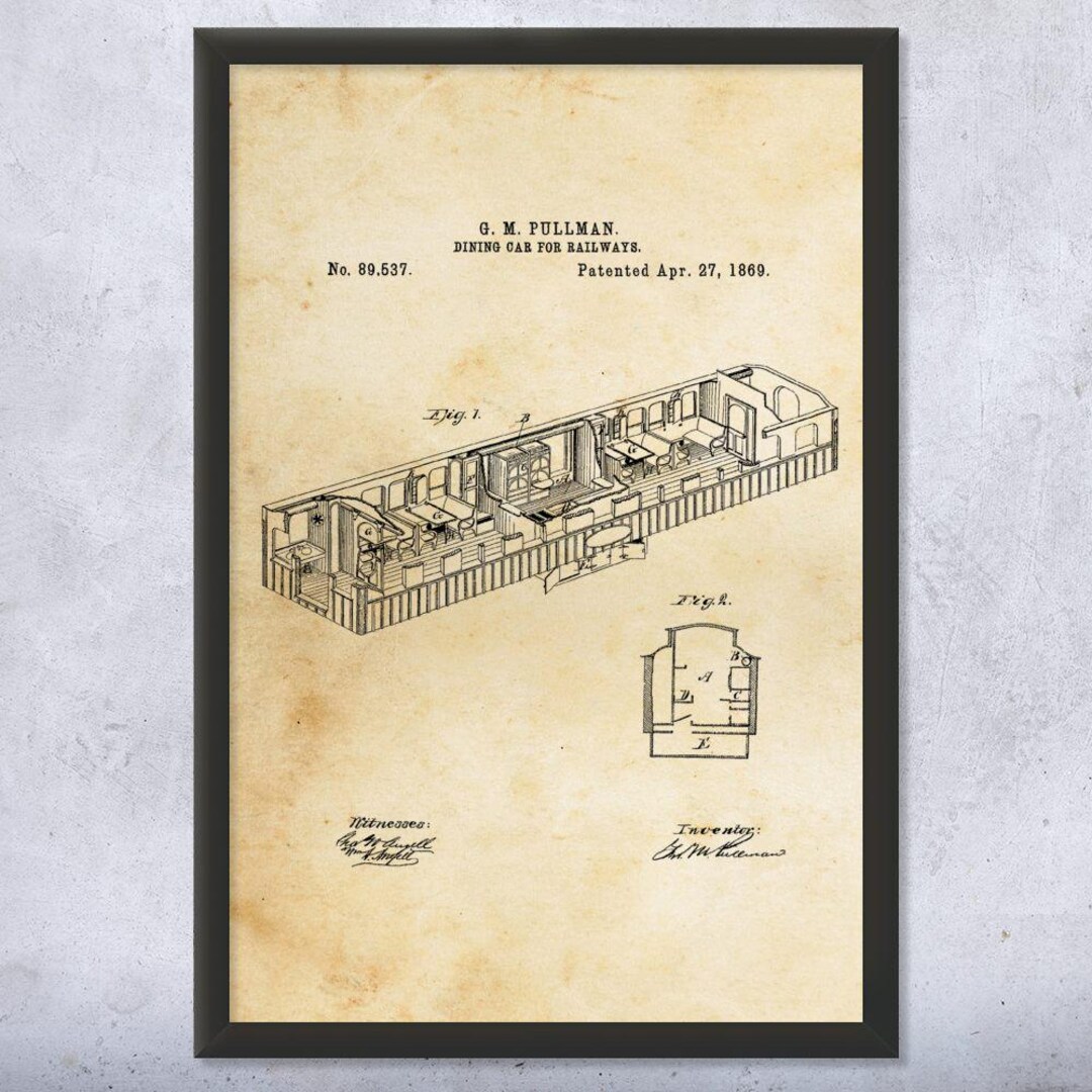 Train Dining Car Patent Wall Art | Poster, Canvas or Framed | Pullman ...
