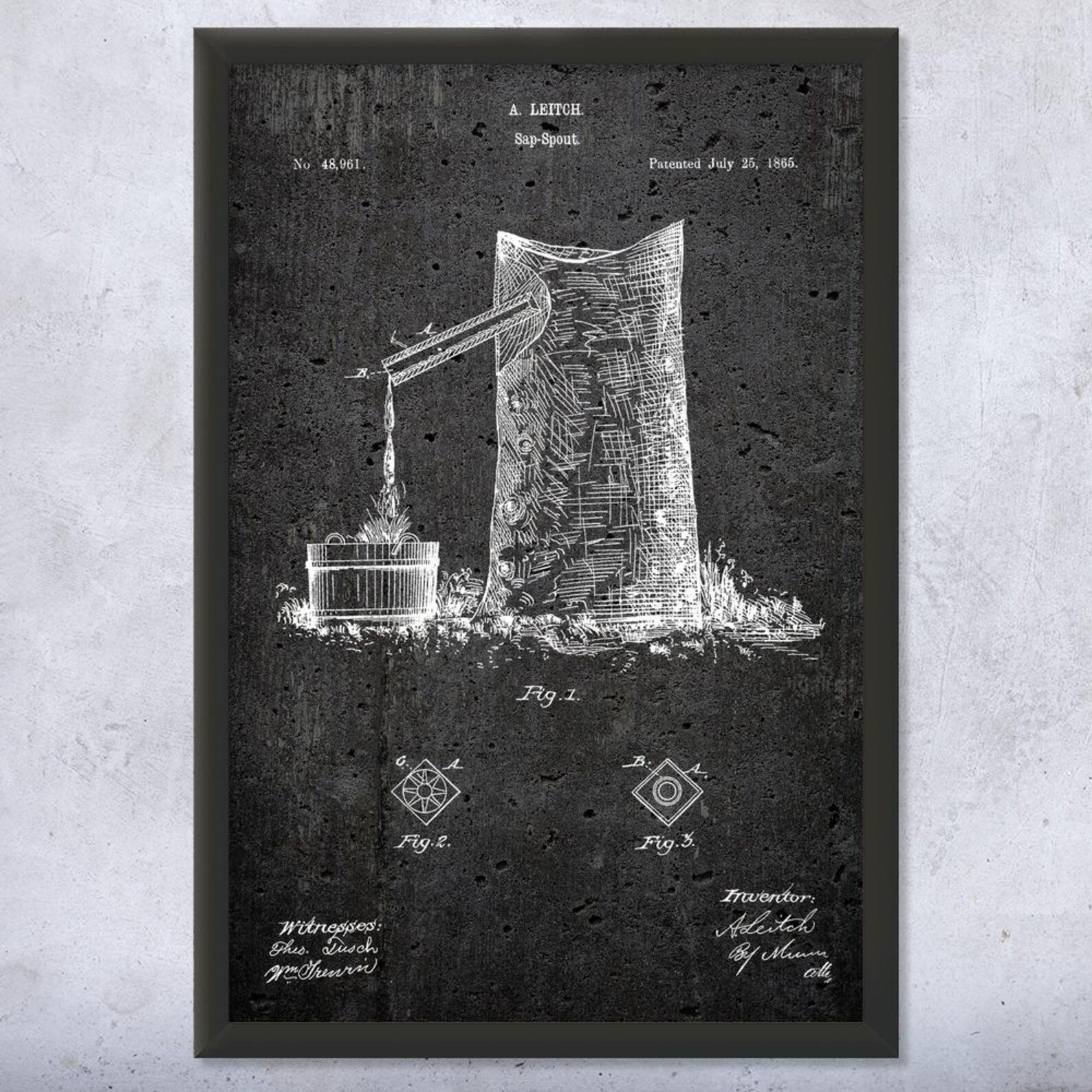 Maple Syrup Tap Patent Wall Art Poster, Canvas or Framed Syrup Maker ...